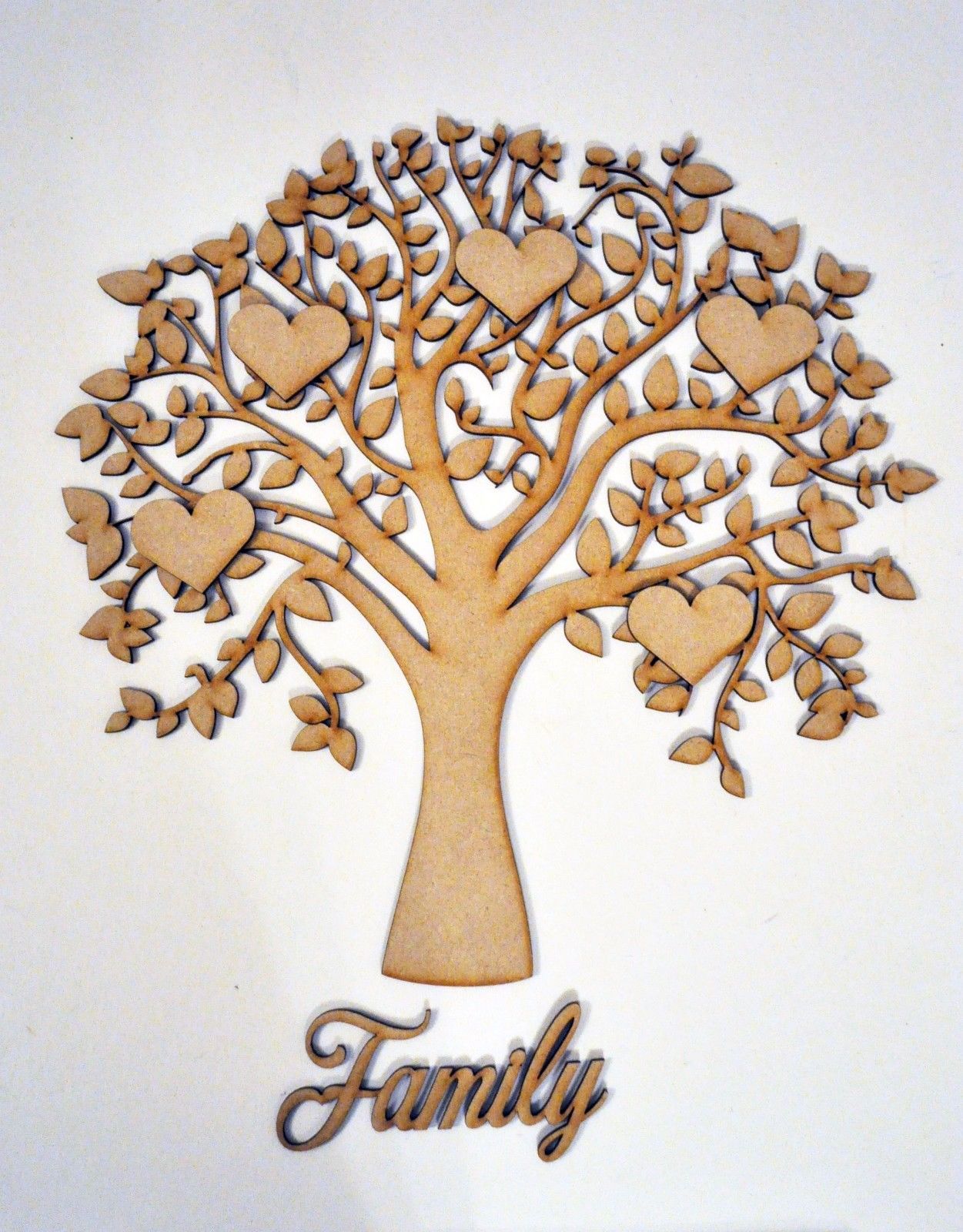 Family Tree Craft Blank With Hearts Laser Cut Wooden MDF Gift Large Family Tree Craft Blank With Hearts Laser Cut Wooden MDF Gift Large