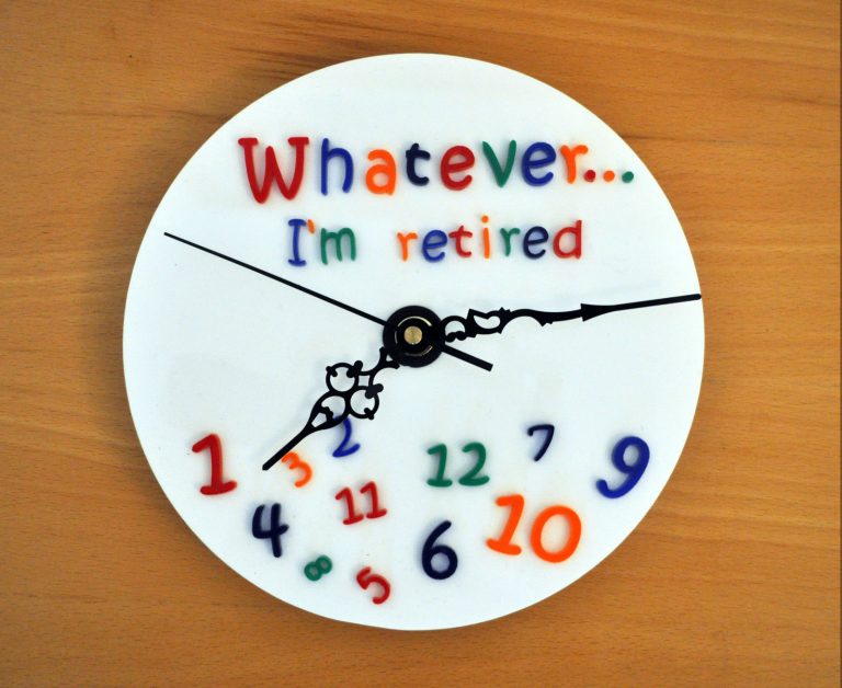 Retirement Clock Funny Present Whatever I'm Retired Perspex Gift ...